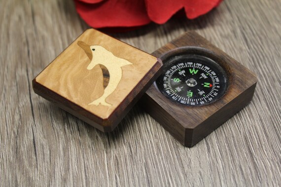 Compass Unique Compass Box Personalized Compass Dolphin | Etsy