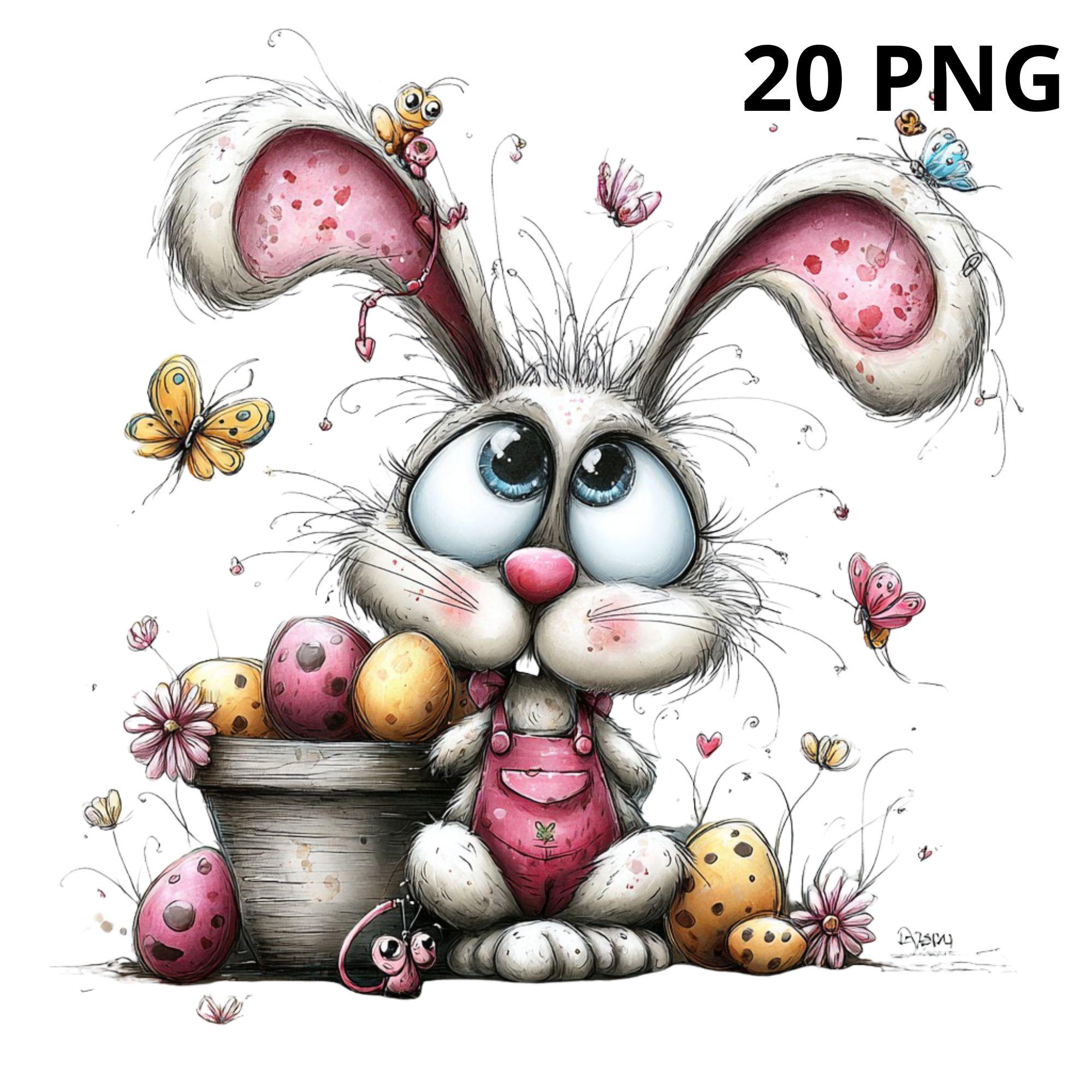 Whimsical Easter Bunny Clipart Set – Spring Graphics (PNG, JPG Digital ...