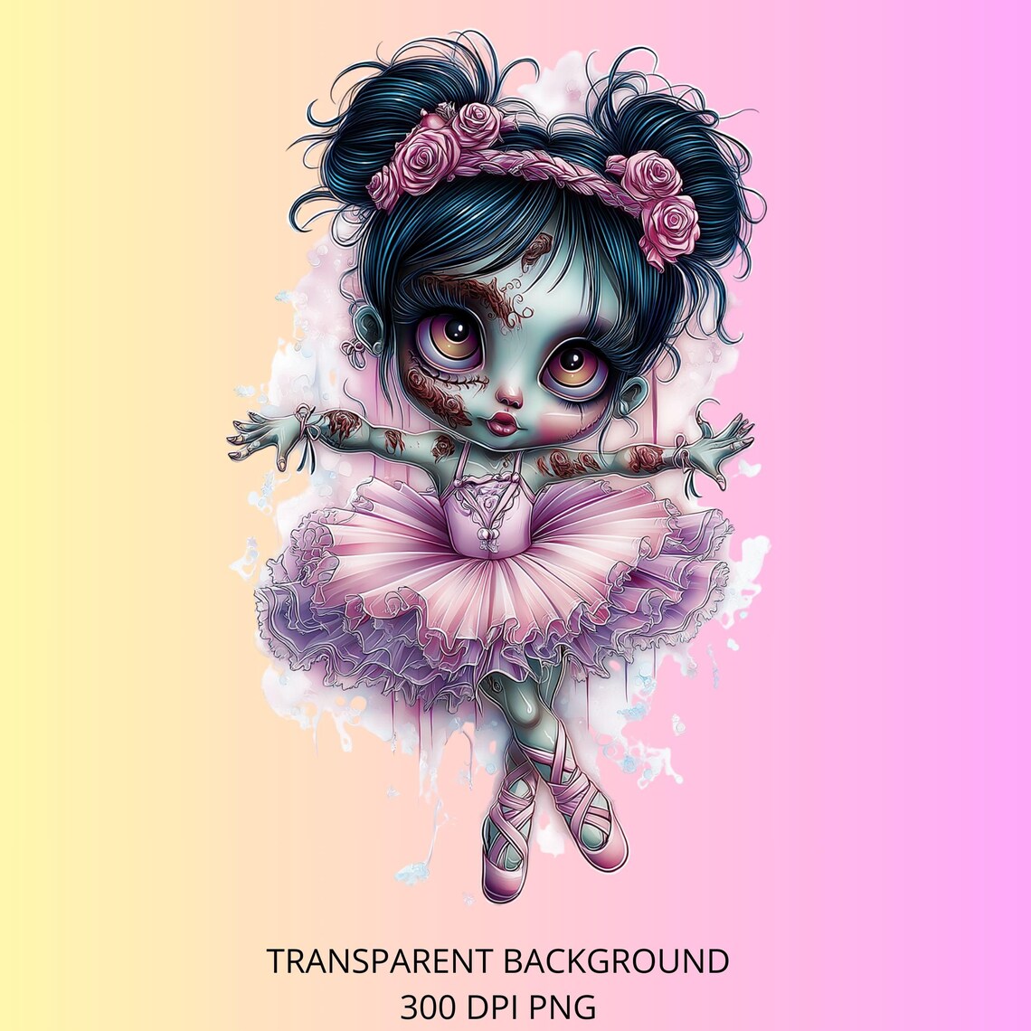 Spooky Chibi Ballerina Zombie Clipart Collection - Pink Ballet Outfits ...