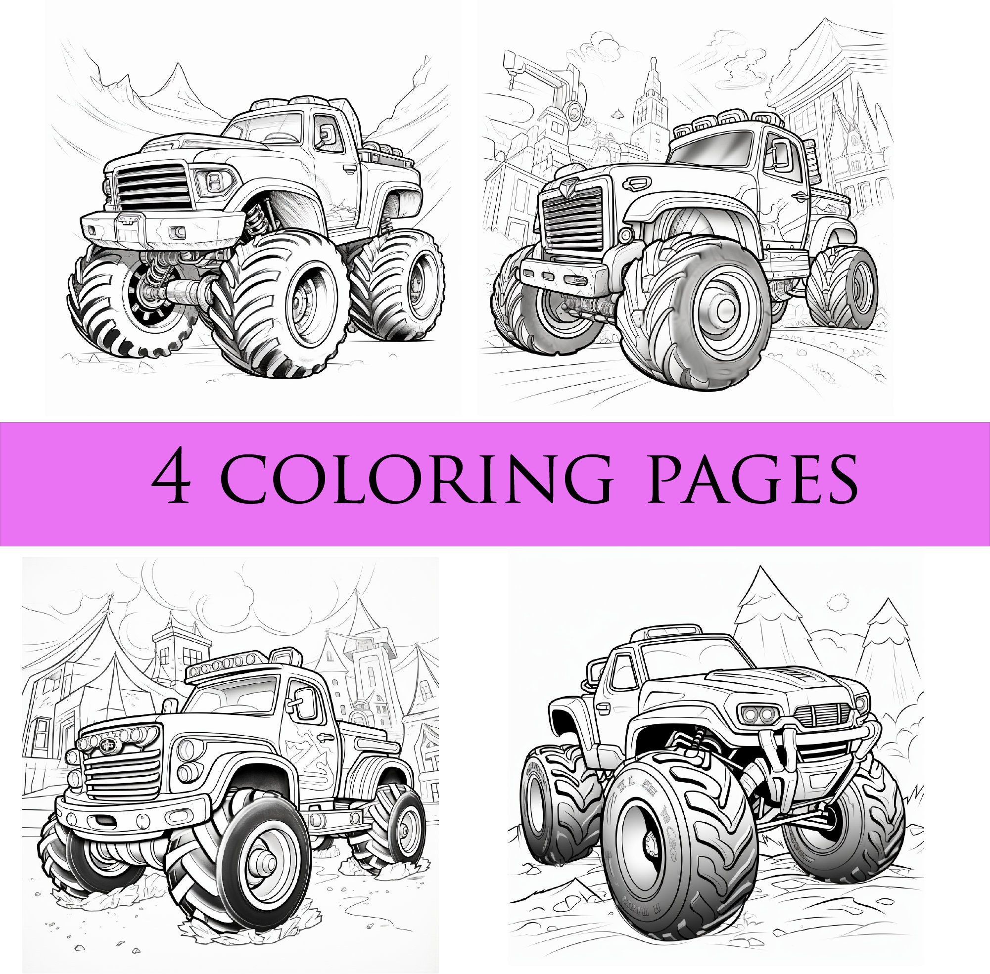 Printable Coloring Page Instant PDF Download Monster Truck - Etsy