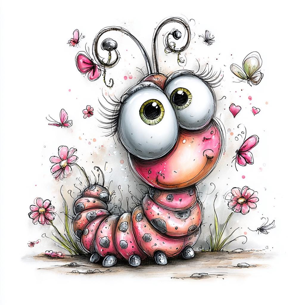 Whimsical Caterpillar Clipart Set – Spring Graphics, Commercial Use ...
