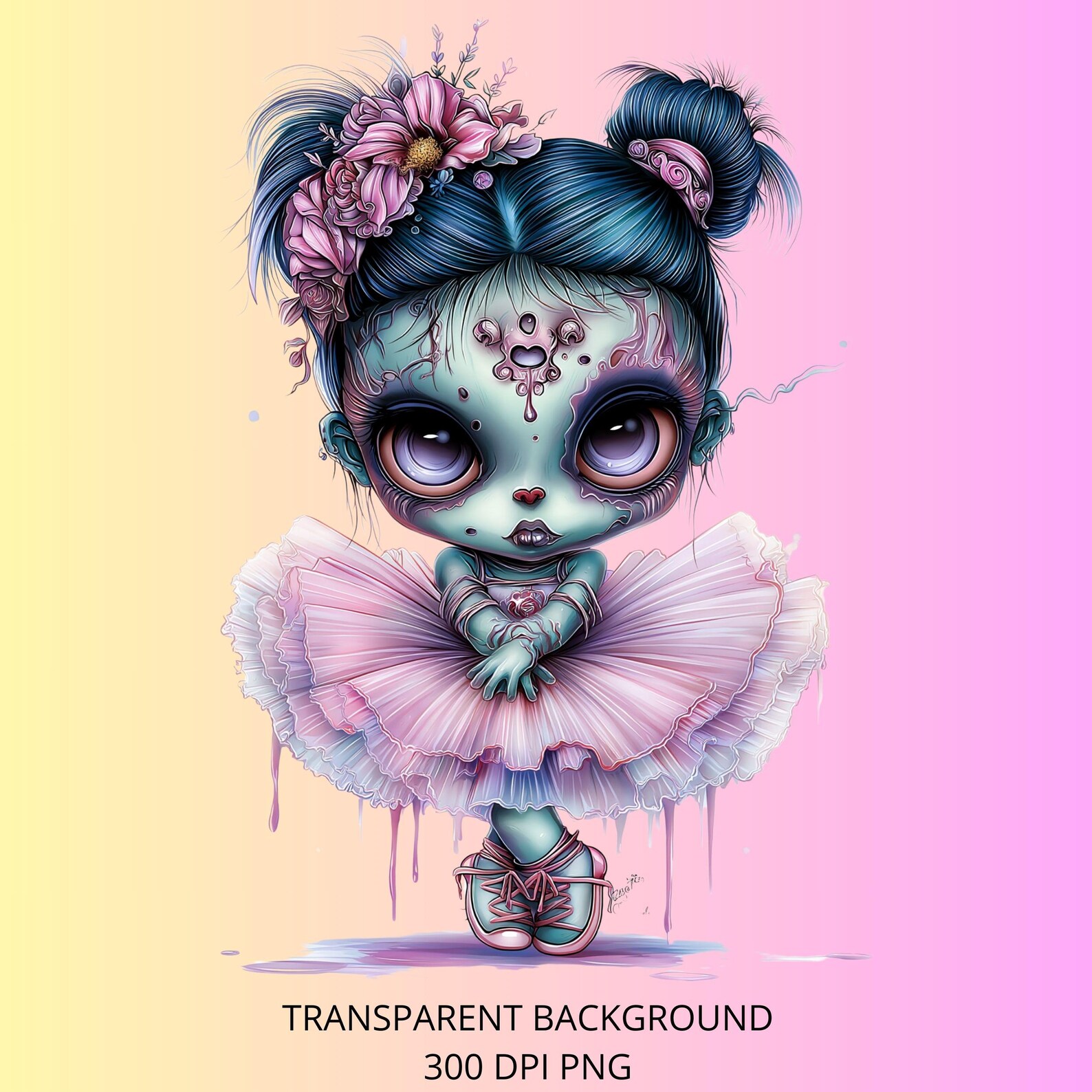 Spooky Chibi Ballerina Zombie Clipart Collection - Pink Ballet Outfits ...