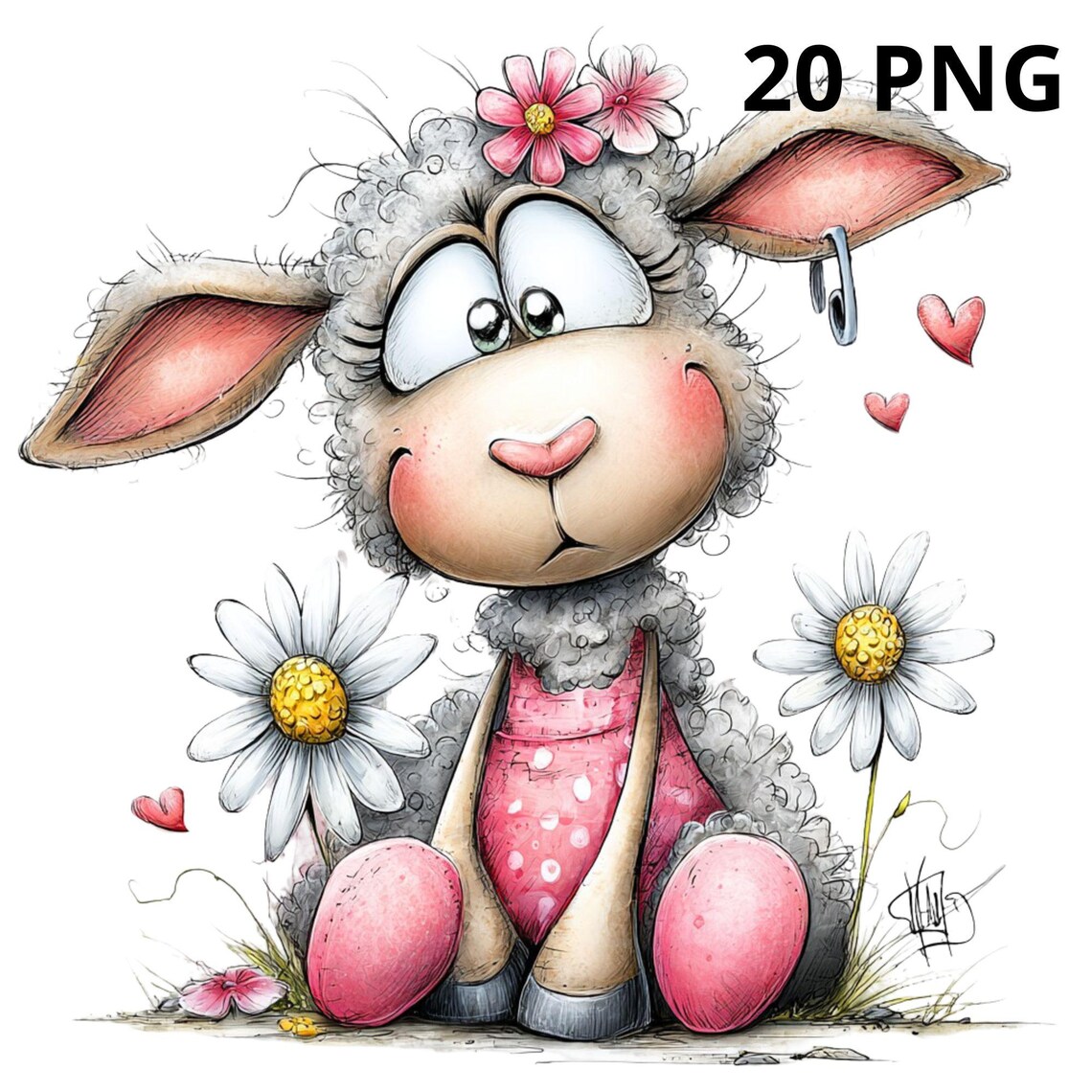 Whimsical Easter Lamb Clipart Set – Spring Graphics (PNG, JPG Digital ...