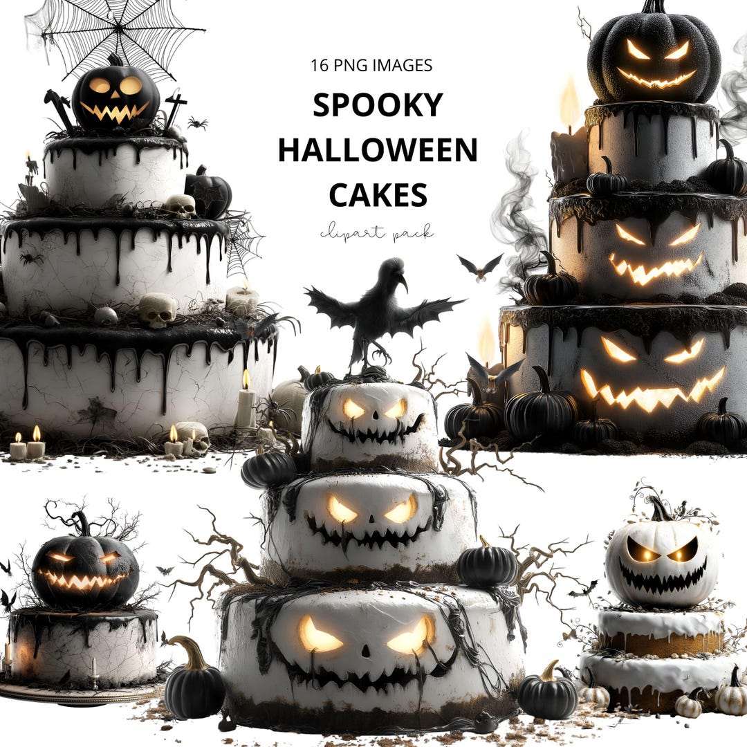 Spooky Halloween Cake Clipart Bundle - Digital Halloween Graphics - Etsy