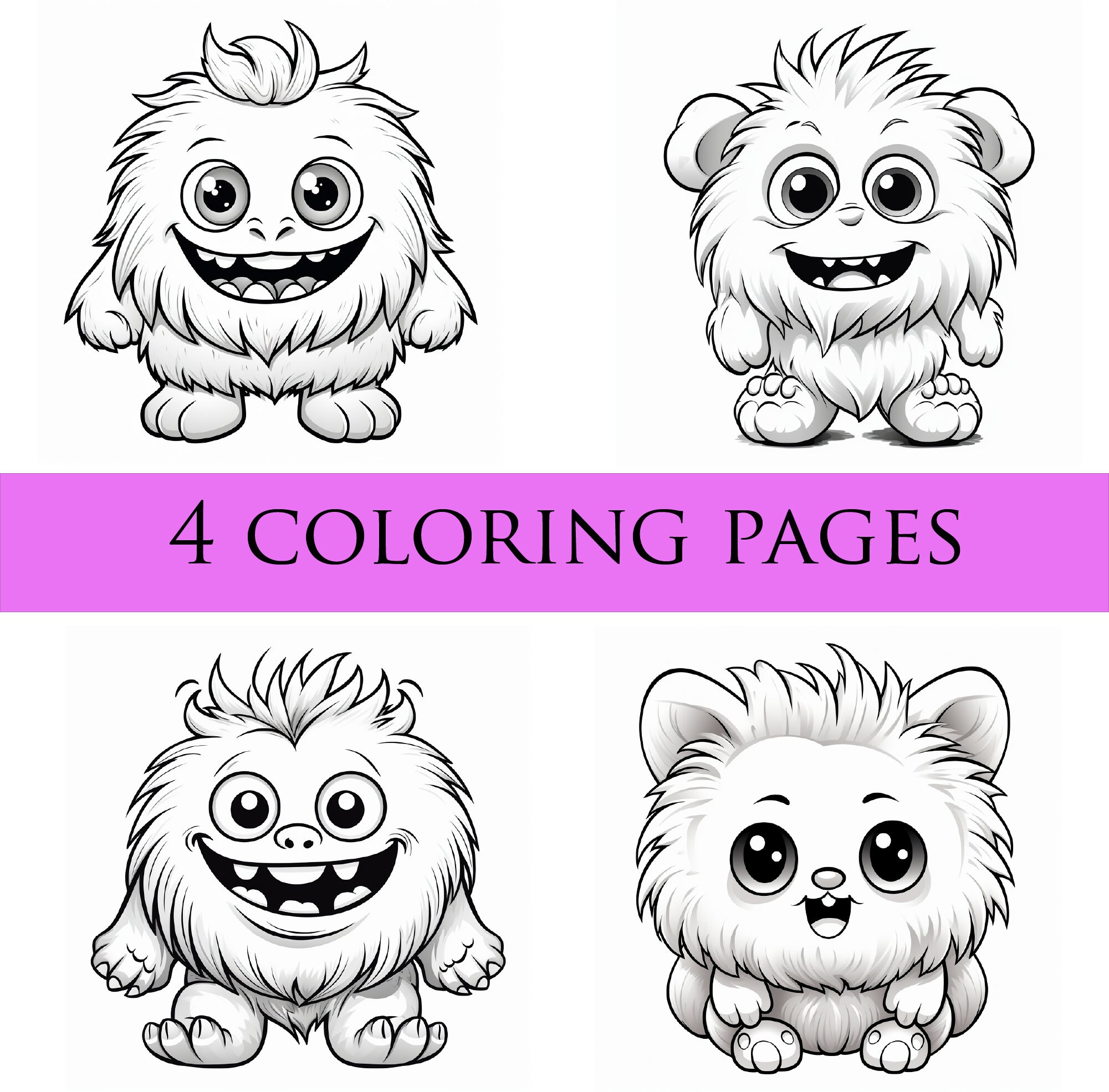 Printable Coloring Page - Instant PDF Download - Cute Little Monster ...