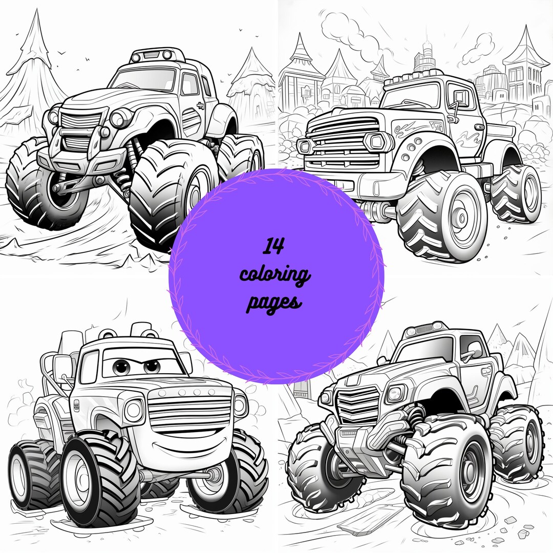 Printable Coloring Page - Instant PDF Download - Monster Truck ...