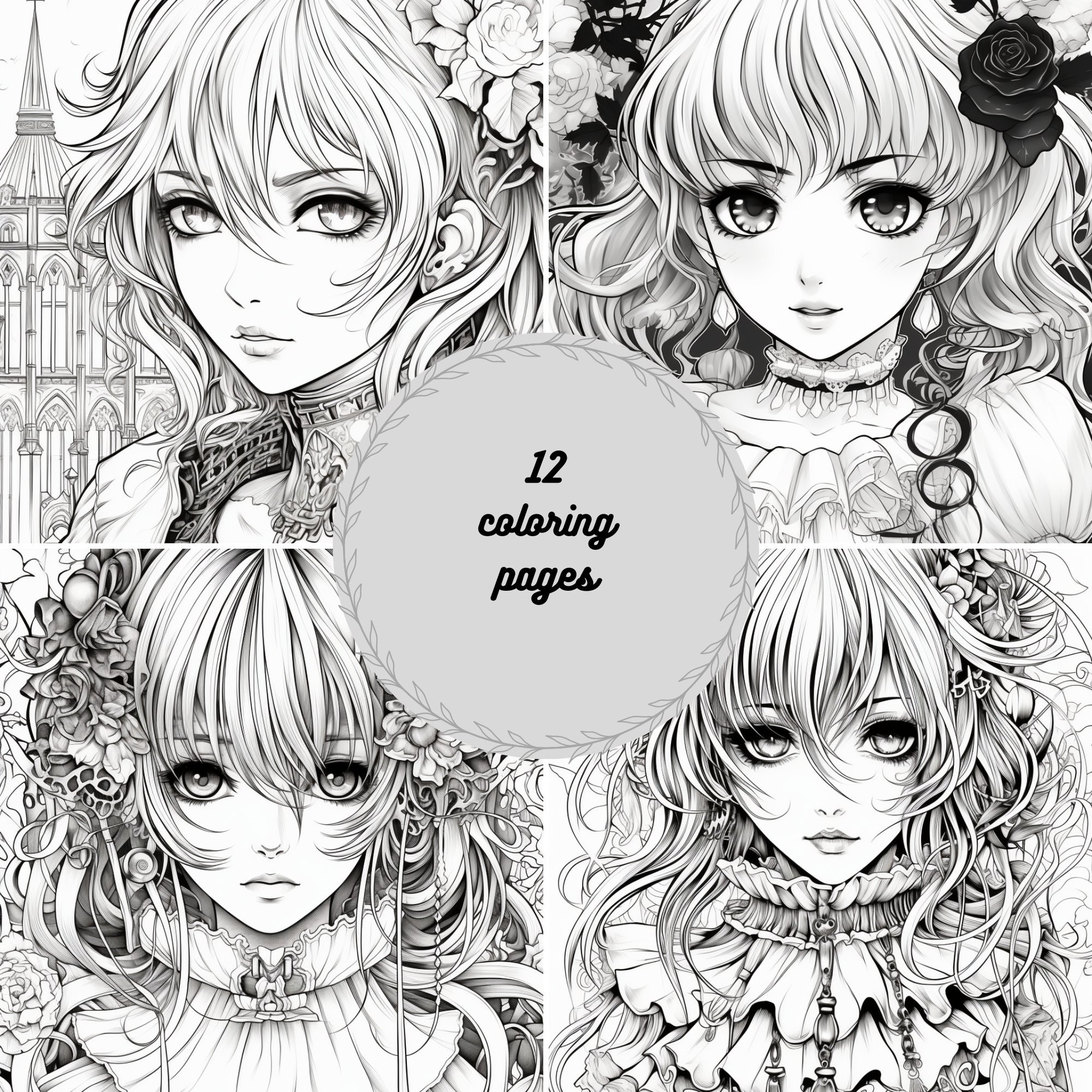 Printable Coloring Page - Instant PDF Download - Anime Gothic ...