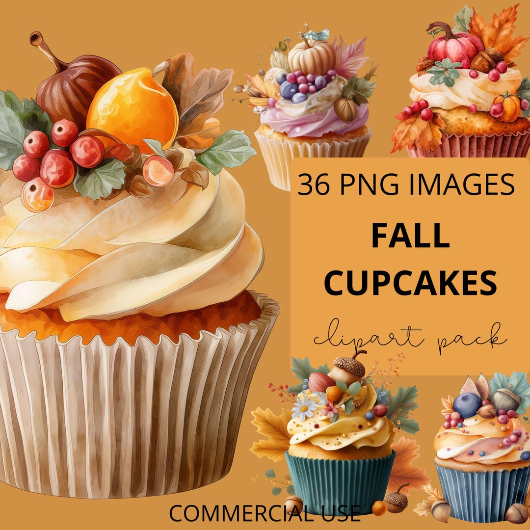 Fall Cupcake Clipart (PNG Digital Download) - Etsy