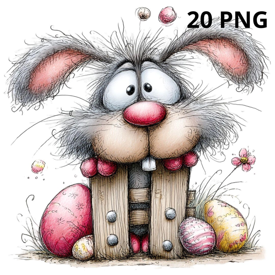 Whimsical Easter Bunny Clipart Set – Spring Graphics (PNG, JPG Digital ...