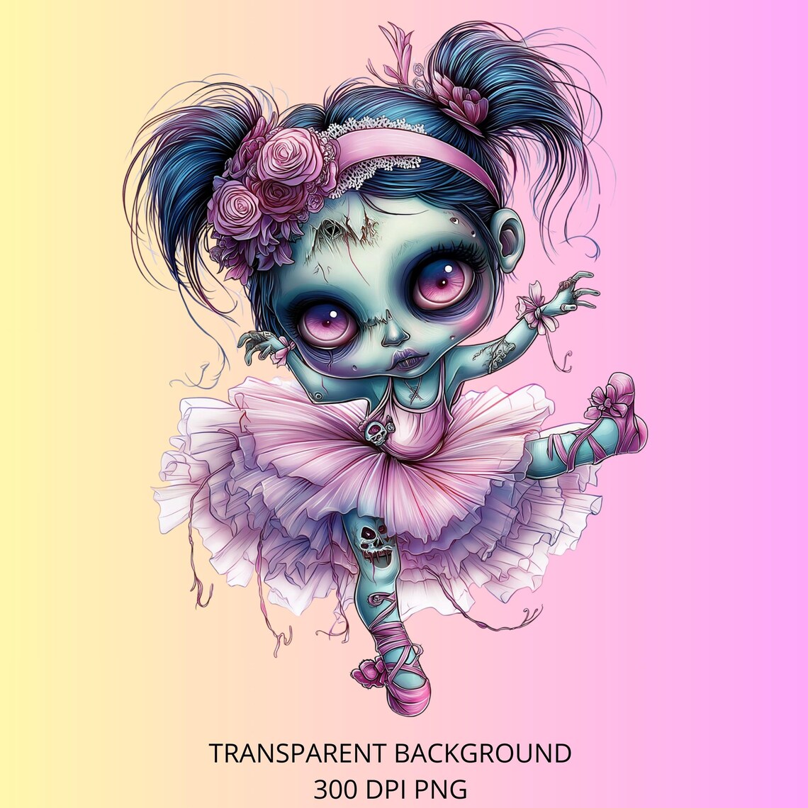Spooky Chibi Ballerina Zombie Clipart Collection - Pink Ballet Outfits ...
