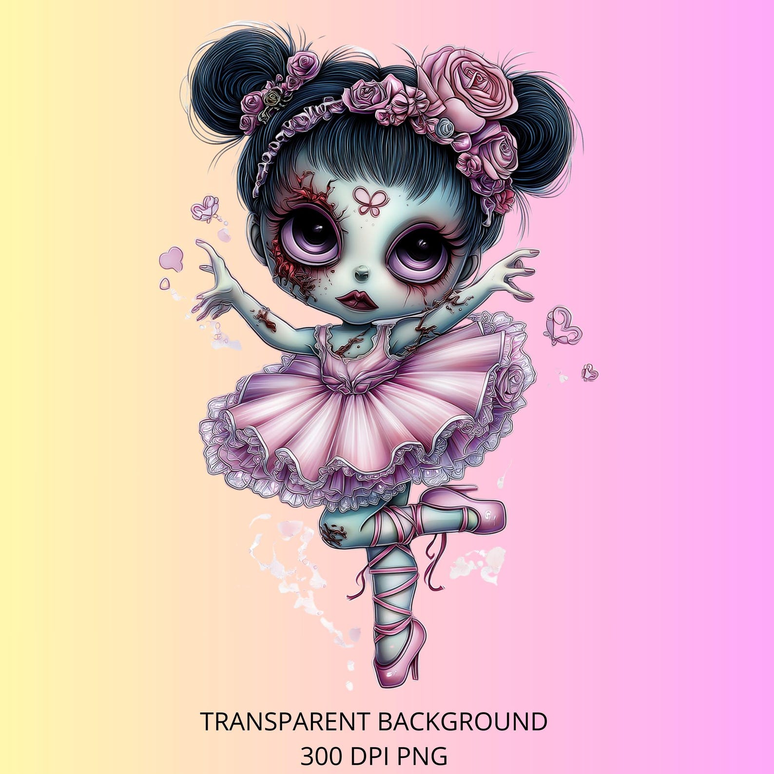 Spooky Chibi Ballerina Zombie Clipart Collection - Pink Ballet Outfits ...
