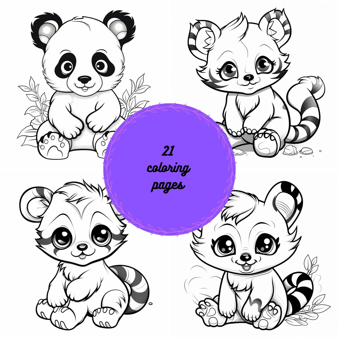 Printable Coloring Page - Instant PDF Download - Cute Jungle Animals ...