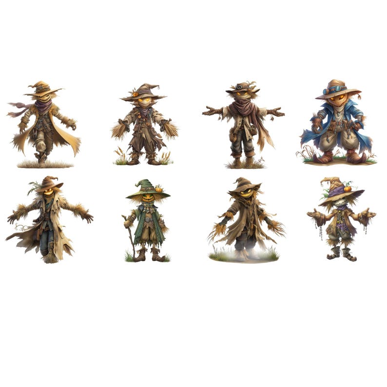 Spooky Scarecrow Clipart Set for Halloween Fun - Etsy