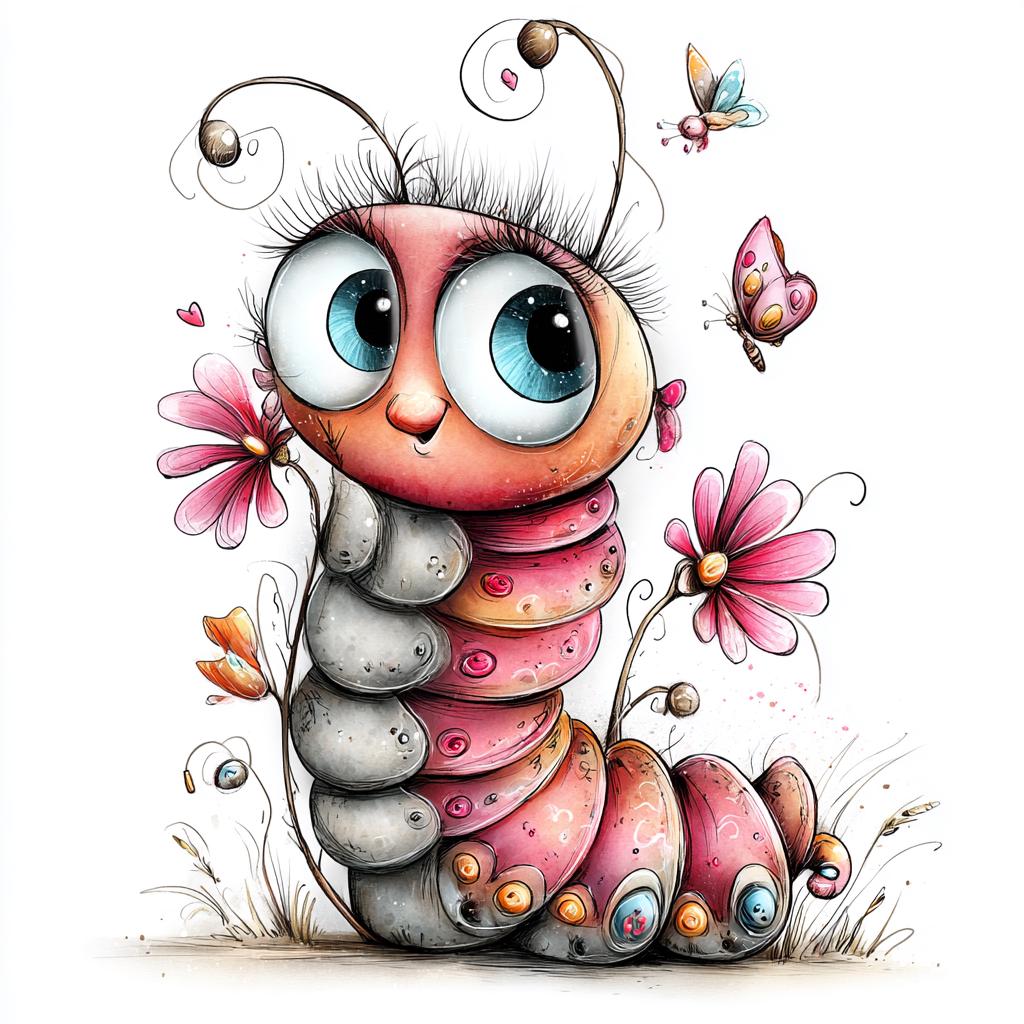 Whimsical Caterpillar Clipart Set – Spring Graphics, Commercial Use ...