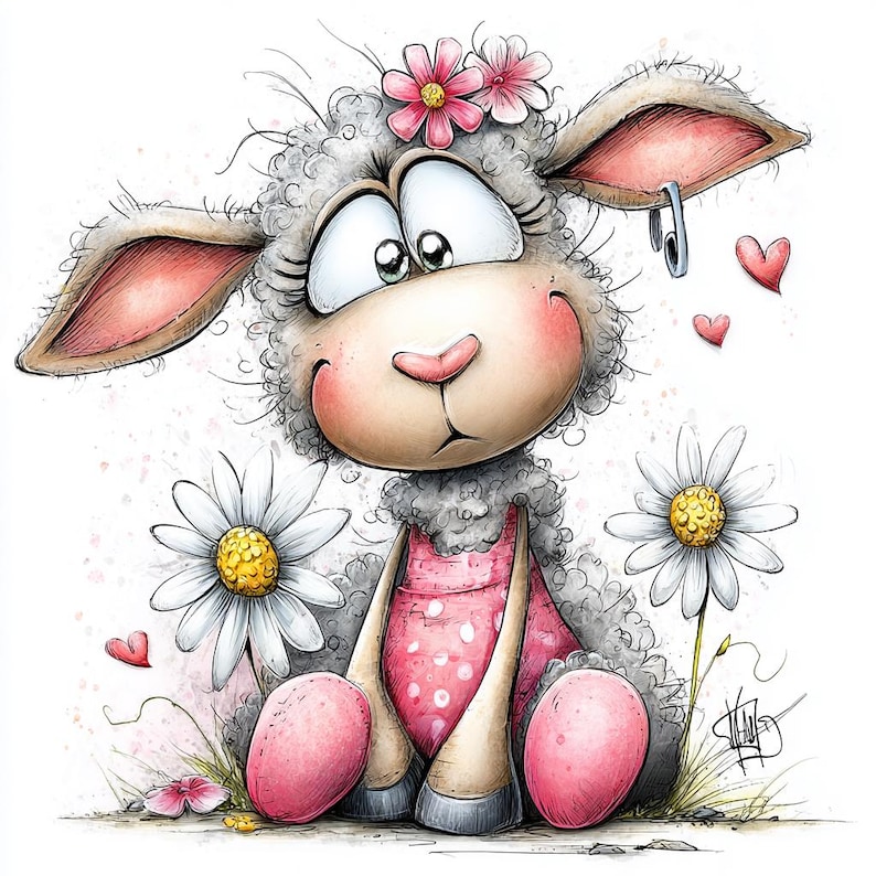 Whimsical Easter Lamb Clipart Set – Spring Graphics (PNG, JPG Digital ...