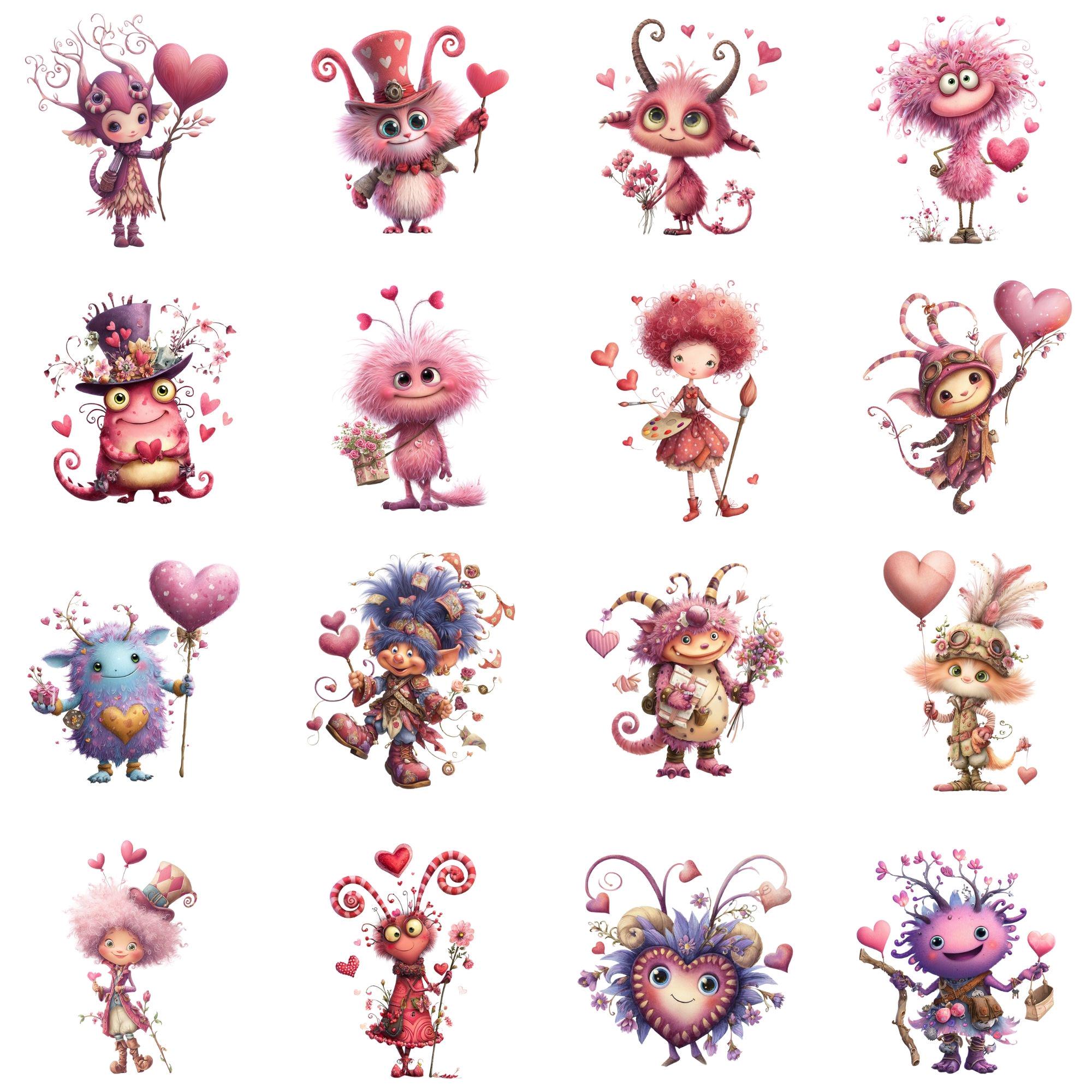 Whimsical Valentine Characters Clipart Set | Fun Love Illustrations - Etsy