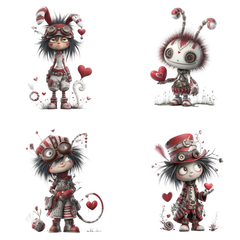 Quirky Valentine Character Clipart Set - Whimsical and Unique Graphics ...
