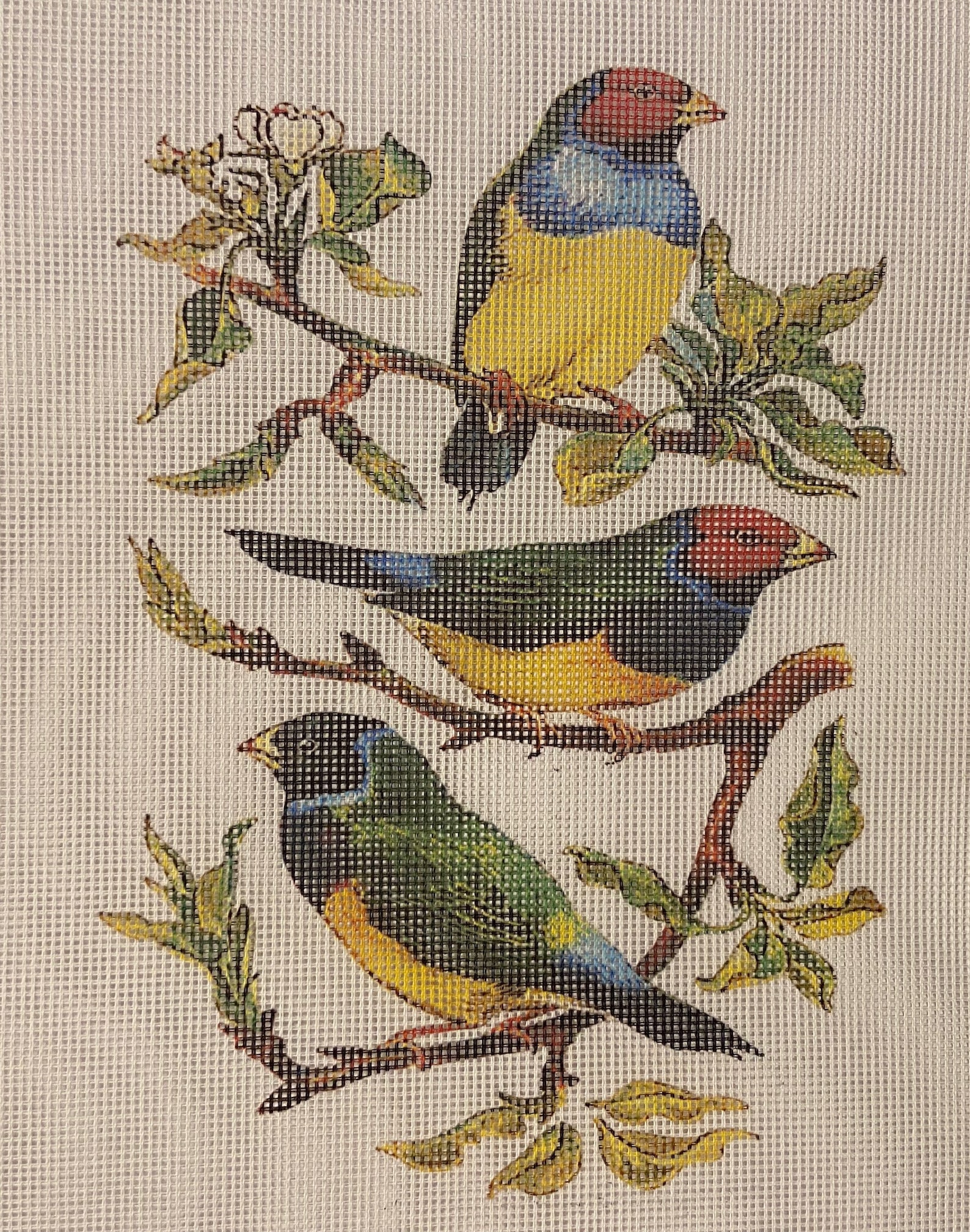 Needlepoint Canvas vintage Birds on Branches no Threads - Etsy