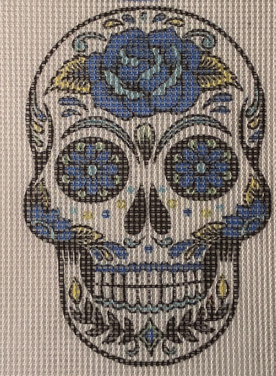 Needlepoint Canvas cranium With Flowers Blue/green no - Etsy