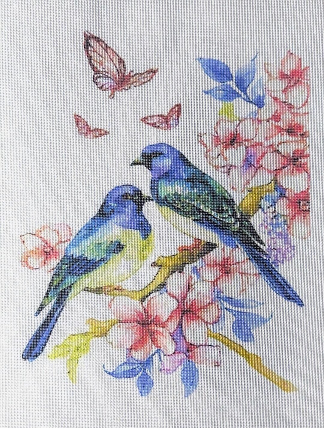 Needlepoint Canvas “bluebirds and Butterflies” **no Threads** - Etsy