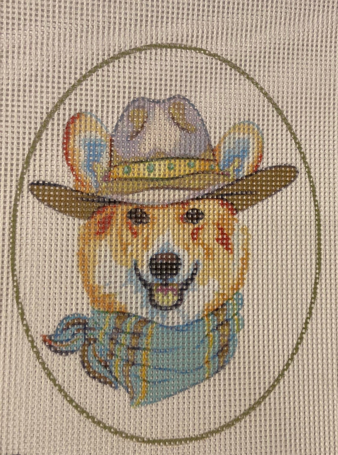 Needlepoint Canvas vector Funny Cartoon Hipster Corgi Dog - Etsy