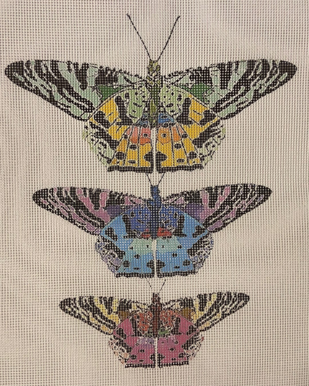 Needlepoint Canvas “three Butterflies” **no Threads** - Etsy