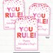 You Rule Valentine Ruler Valentine Tags Rule Valentines | Etsy