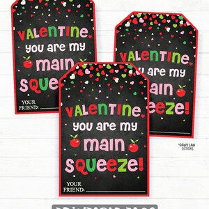 Applesauce Valentine Tags, Main Squeeze, Apple Sauce Valentine ...