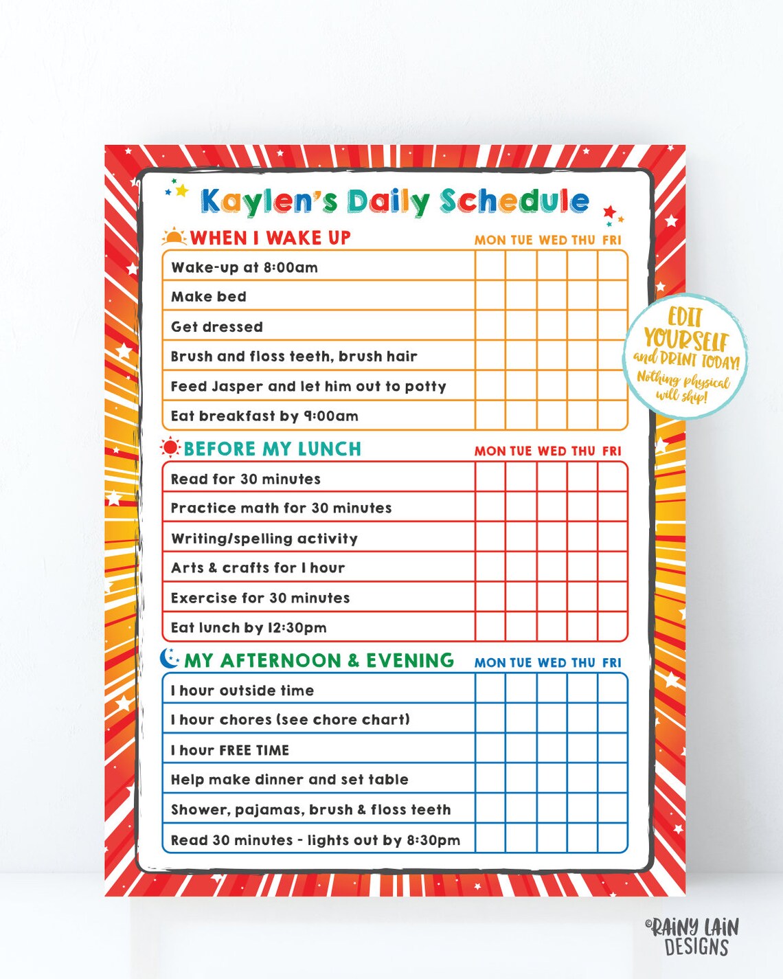 Editable Superhero Home School Schedule Printable Kids Schedule Daily ...