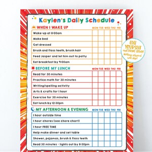 Editable Superhero Home School Schedule Printable Kids Schedule Daily ...