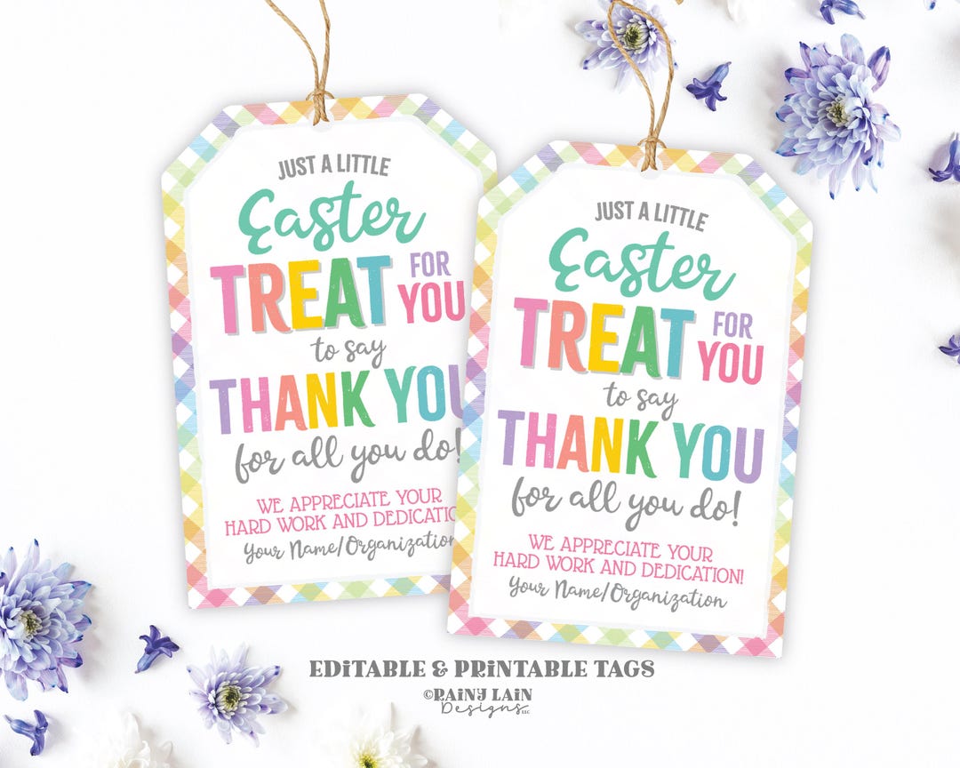 Easter Treat for You to Say Thank You for All You Do Tag Spring Plaid ...