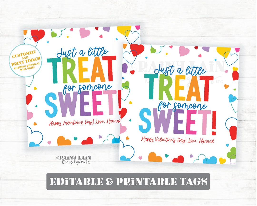 Valentine Treat Tag, Treat for Someone Sweet, Editable Square Gift ...