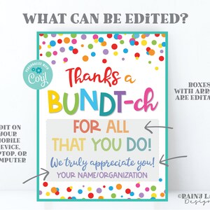 Thanks a Bundtch Sign, We Appreciate You Bundt-ch Bundt Cake, Employee ...