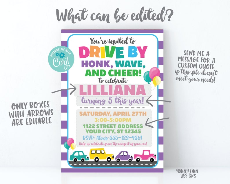 Drive by Party Invitation Drive by Party Girl Drive by Party - Etsy