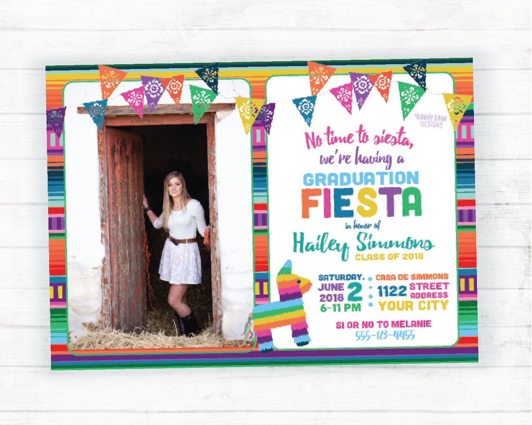 Graduation Fiesta Invitation With Photo, Printable Fiesta Invite ...