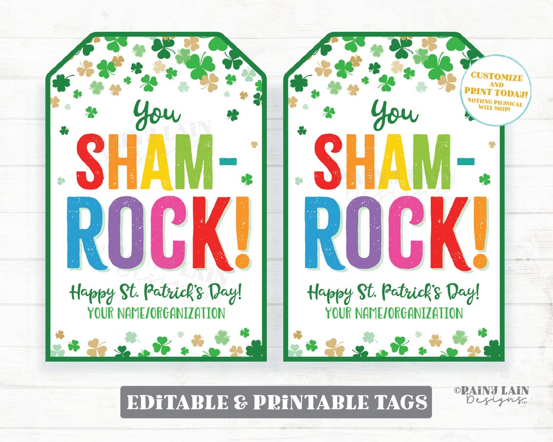 You Sham-rock Tag Shamrock Thank You St Patrick's Day Gift St Patty's ...
