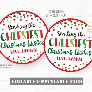 Cheesiest Christmas Wishes Tag Round Cheese Gift Appreciation Holiday ...