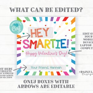 Hey Smartie Happy Valentine's Day Card, Smarty Tag, Cookie, Candy ...