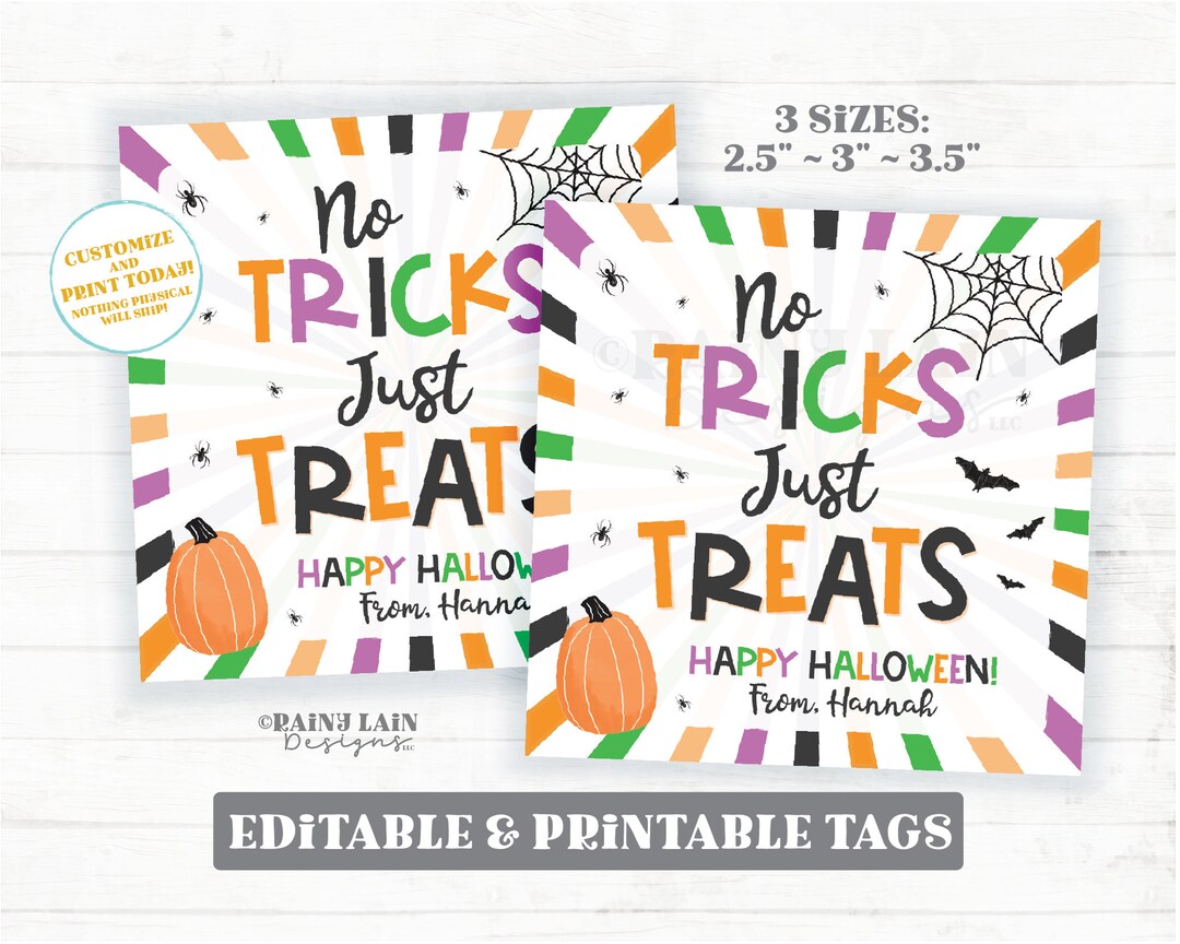 Editable Halloween Favor Tags, Boo Gift, Trick or Treat Bags, Printable ...