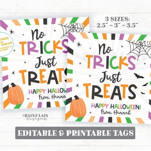 Editable Halloween Favor Tags, Boo Gift, Trick or Treat Bags, Printable ...