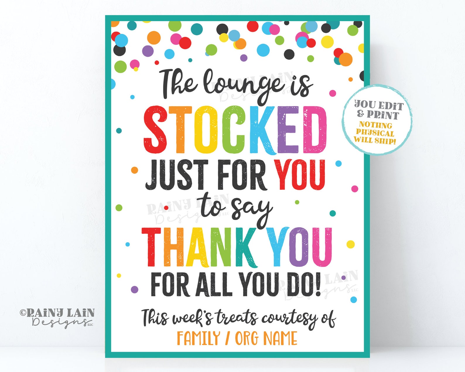 Teacher's Lounge Sign, Lounge Stocked Sign Refrigerator Stocked Sign ...