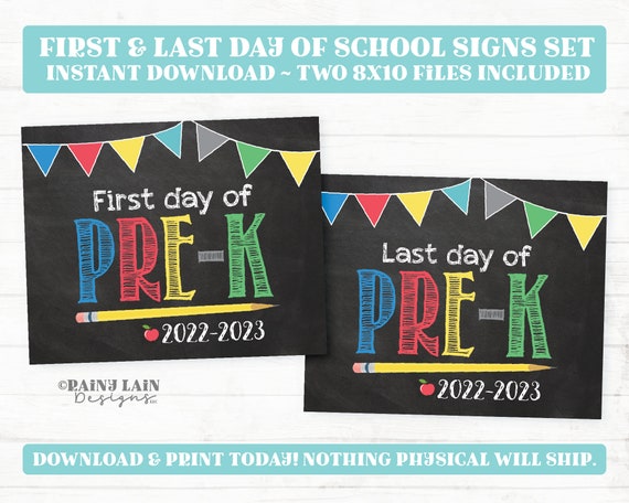 First and Last Day of Pre-k Sign Set 1st Day and Last Day of - Etsy ...