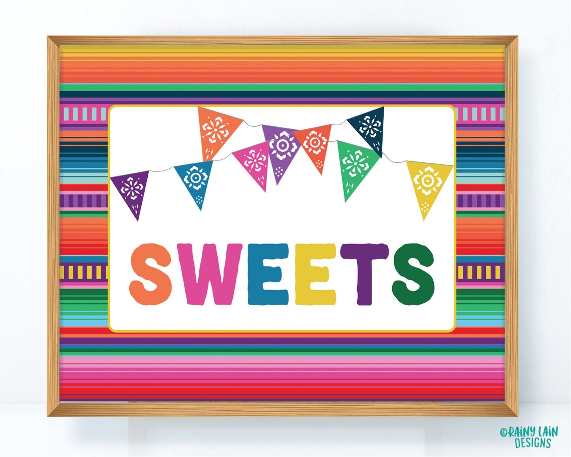 Printable Sweets Sign, Sweets Sign, Fiesta Sweets Sign, Sweets Fiesta ...