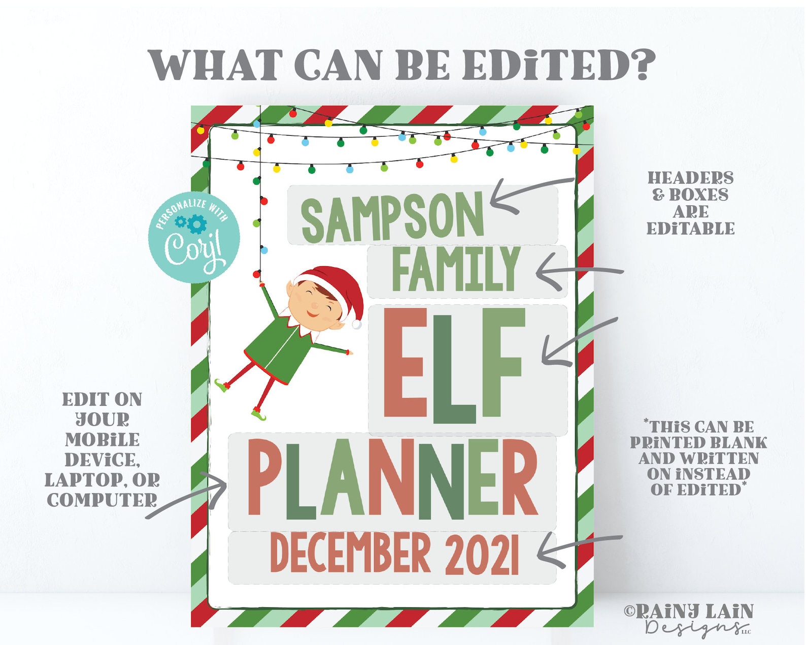 Elf Planner Printable Editable Christmas Elf Ideas Elf | Etsy