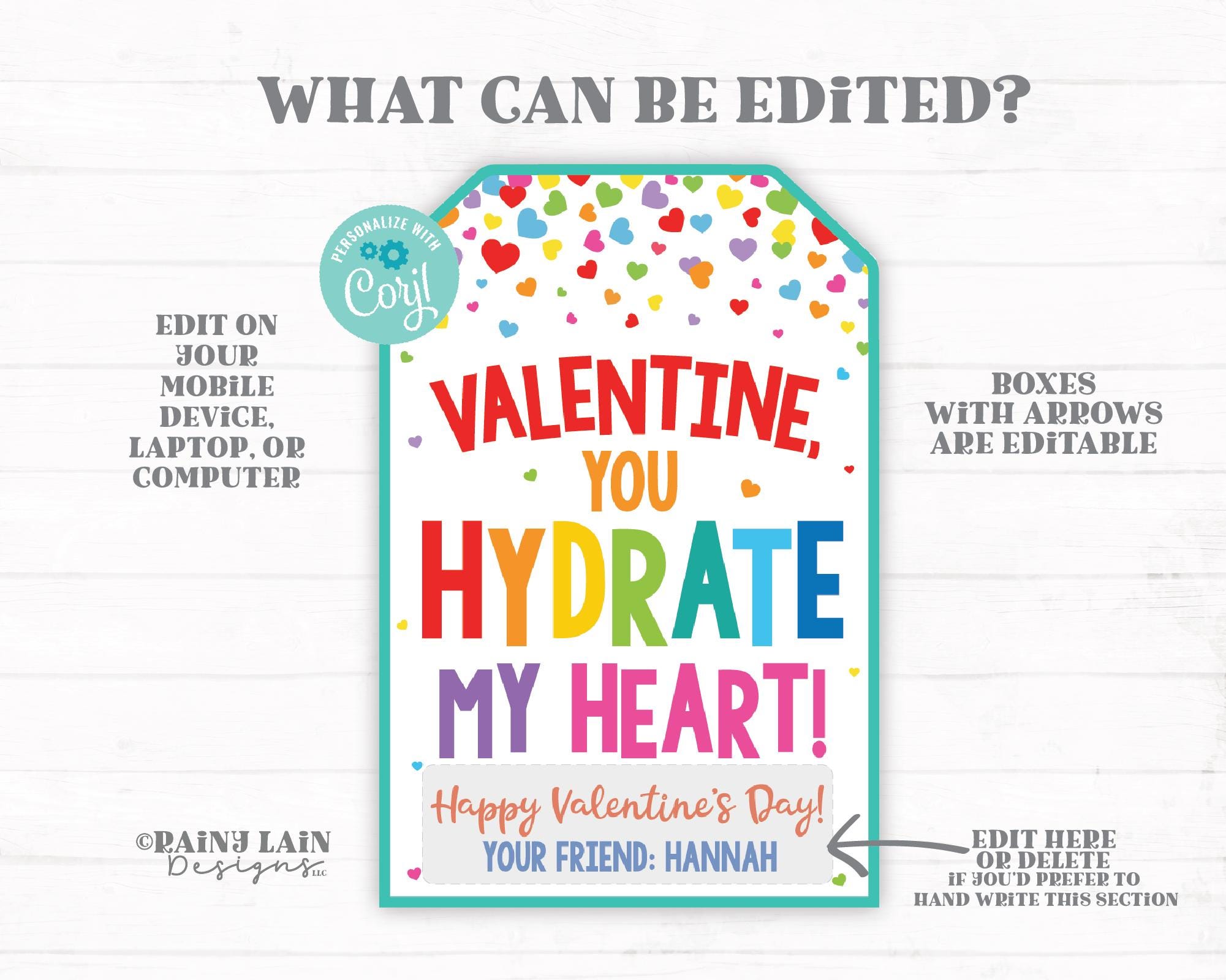 You Hydrate My Heart Hydration Valentine Tag, Hydration Packet ...
