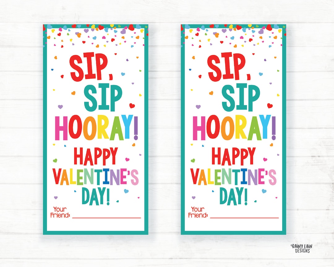 Crazy Straw Valentine Card, Silly Straw Valentine, Sip Sip Hooray ...