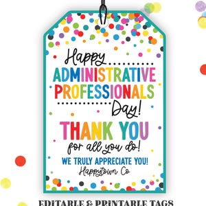 Happy Administrative Professionals Day Gift Tag, Office Staff ...