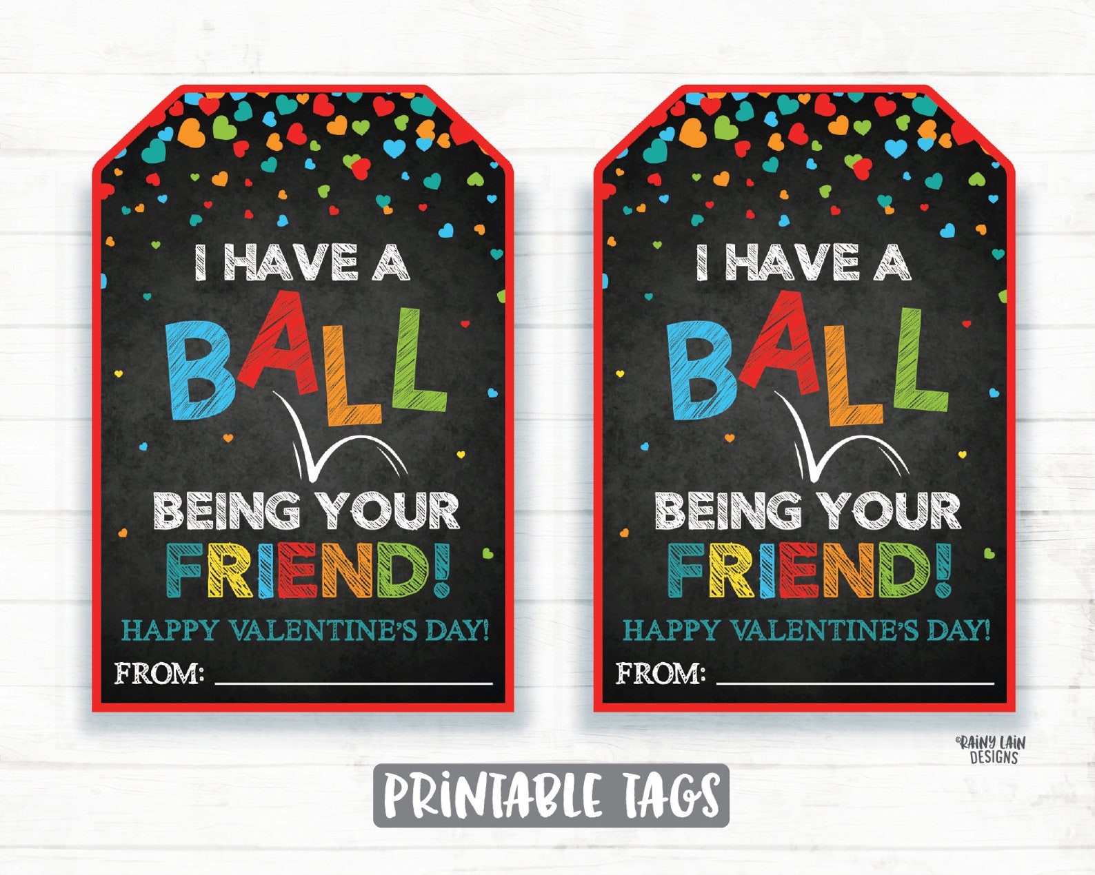 Bouncy Ball Valentine I Have a Ball Being Your Friend Tags - Etsy