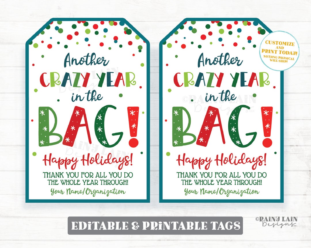 Another Crazy Year in the Bag Tag Holiday Tote Bag Christmas Reusable ...