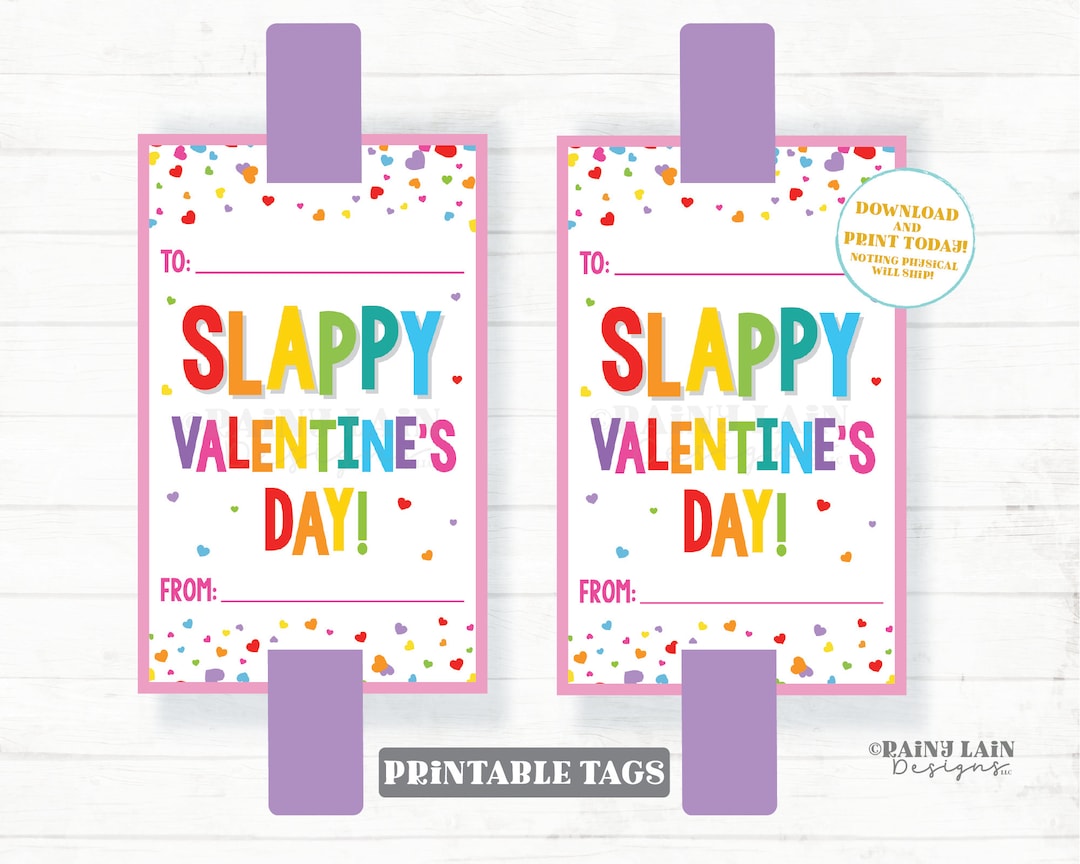 Slappy Valentine's Day Tag With TO Line Slap Bracelet Valentine Slappy ...